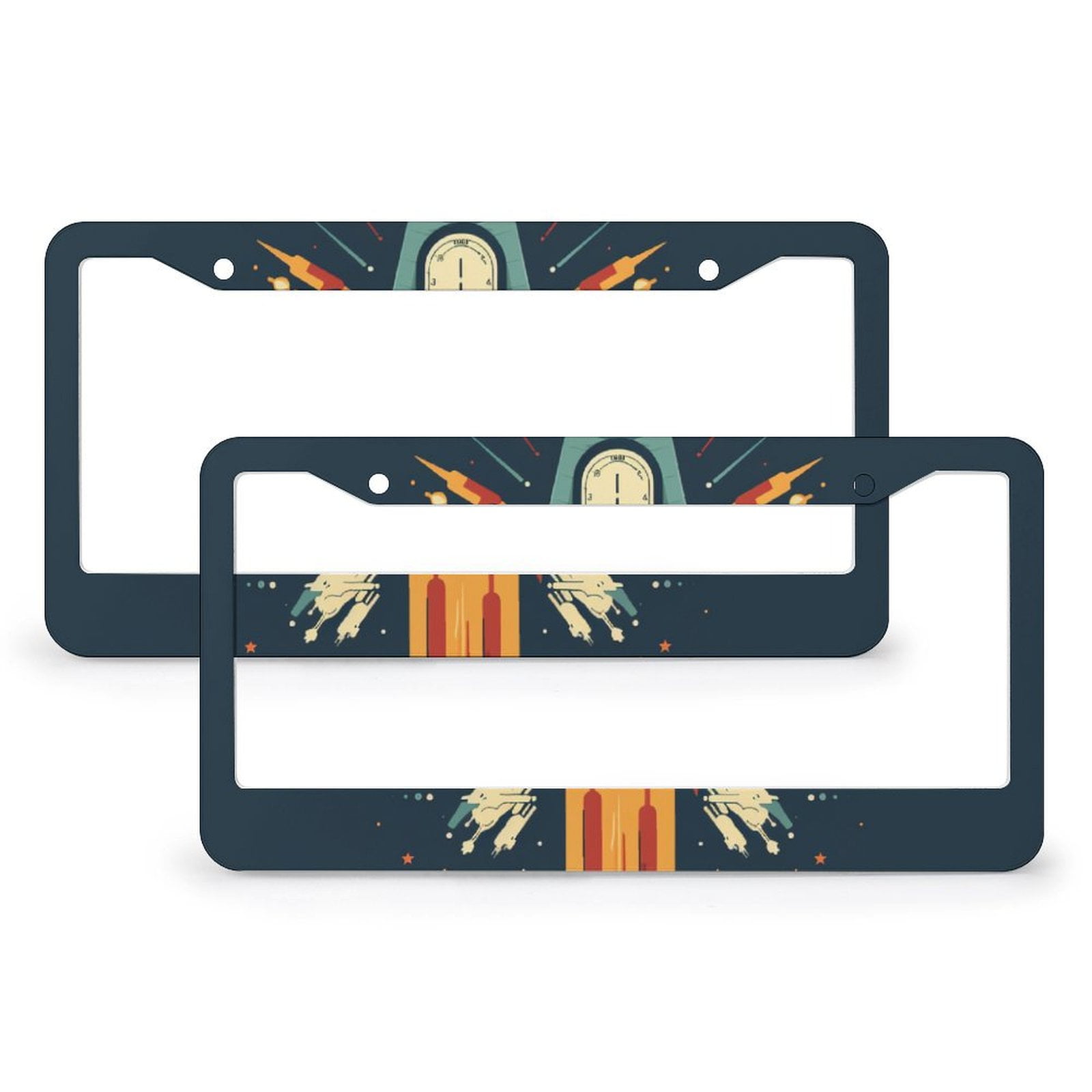 License Plate Frame Cartoon Rocket Funny License Plates 2 Pack Rockets ...
