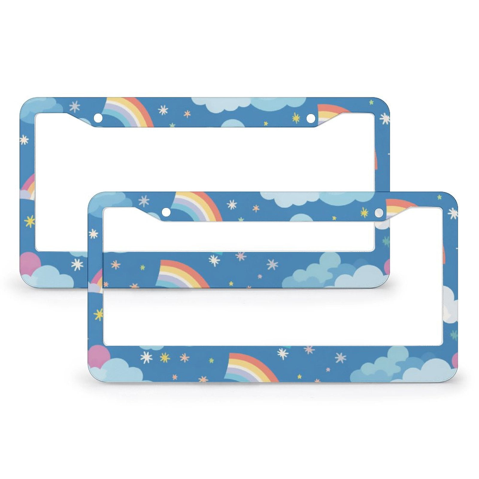 License Plate Frame Clouds And Rainbows Car License Plate Frame 2 Pack ...