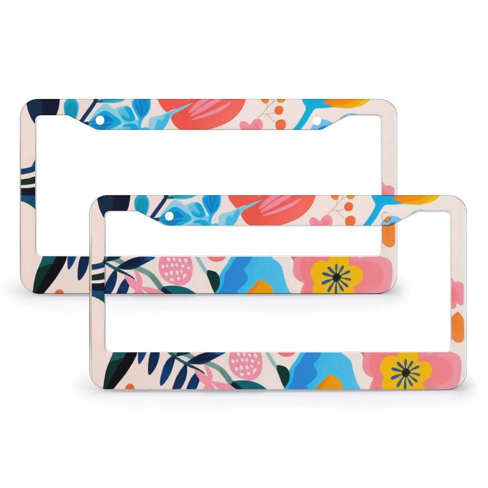 License Plate Frame Colorful Abstract Art Print of Flowers Auto ...