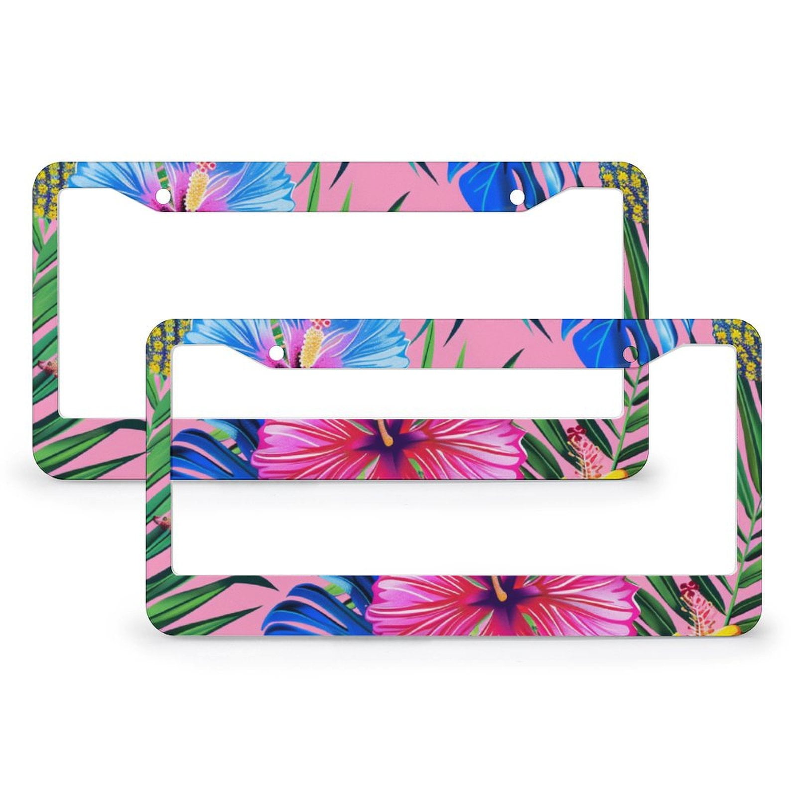 License Plate Frame Colorful Hibiscus Flower License Plate Frames Cover ...