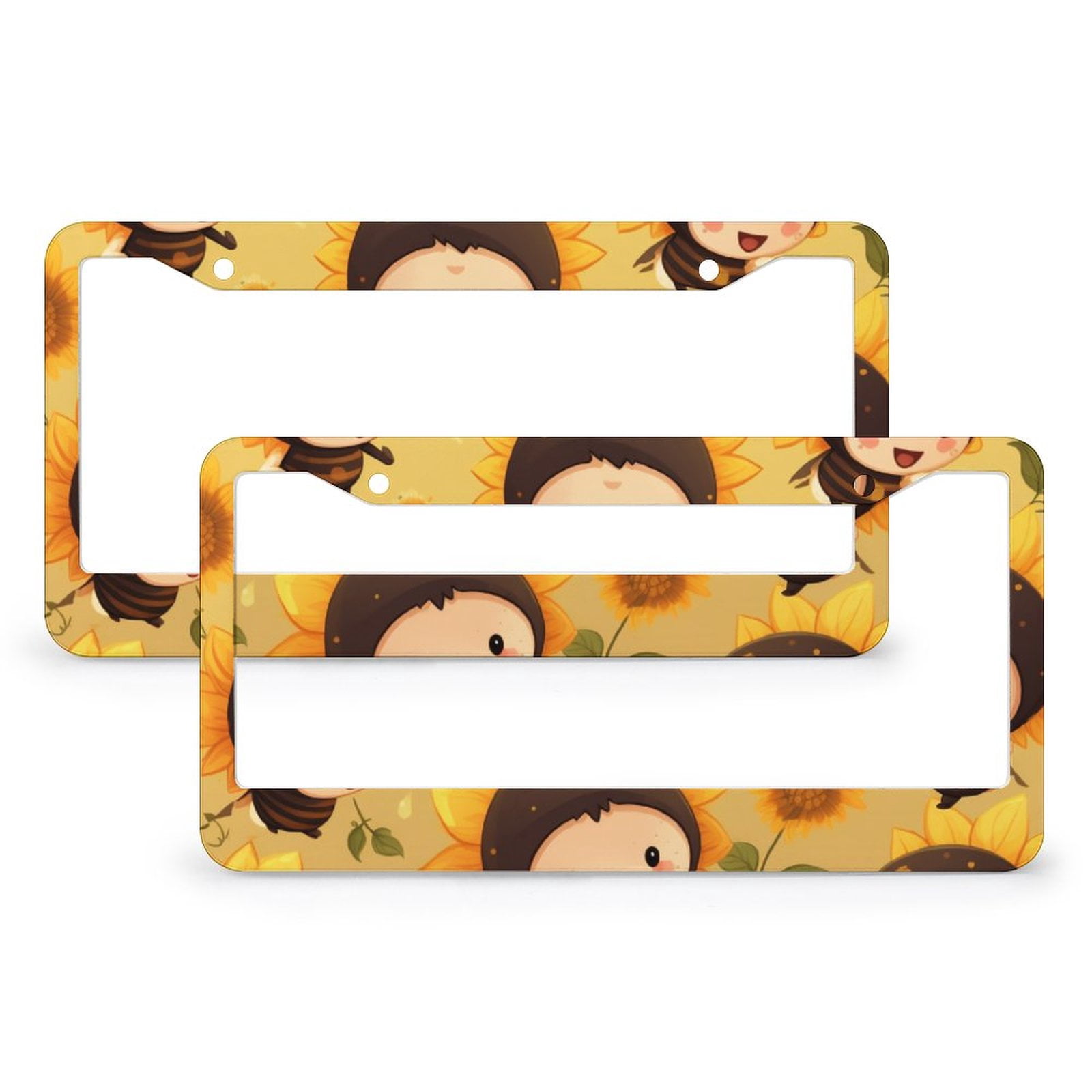 License Plate Frame Cute Baby Bees And Sunflowers Personalized License ...