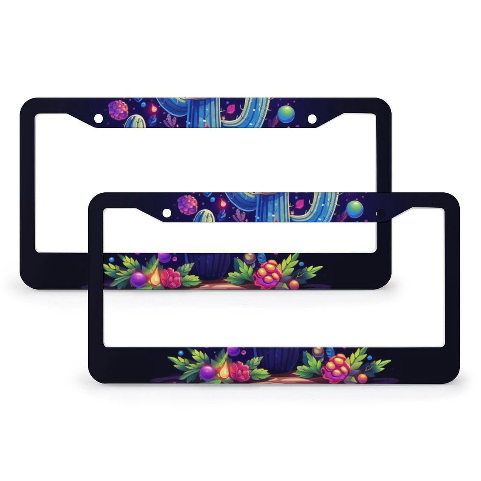 License Plate Frame Cute Navy Decorated Cactus Tree Christmas Lights ...