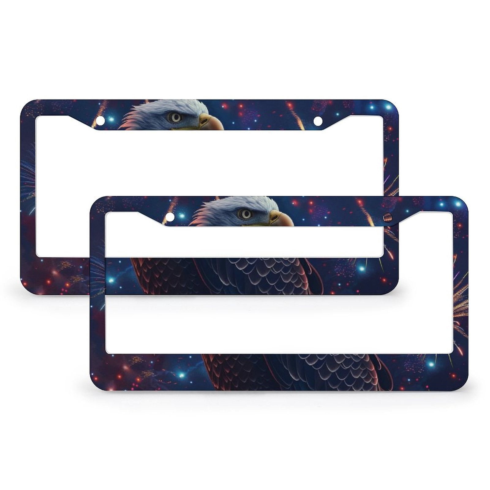 License Plate Frame Eagle with Red White And Blue Fireworks License ...