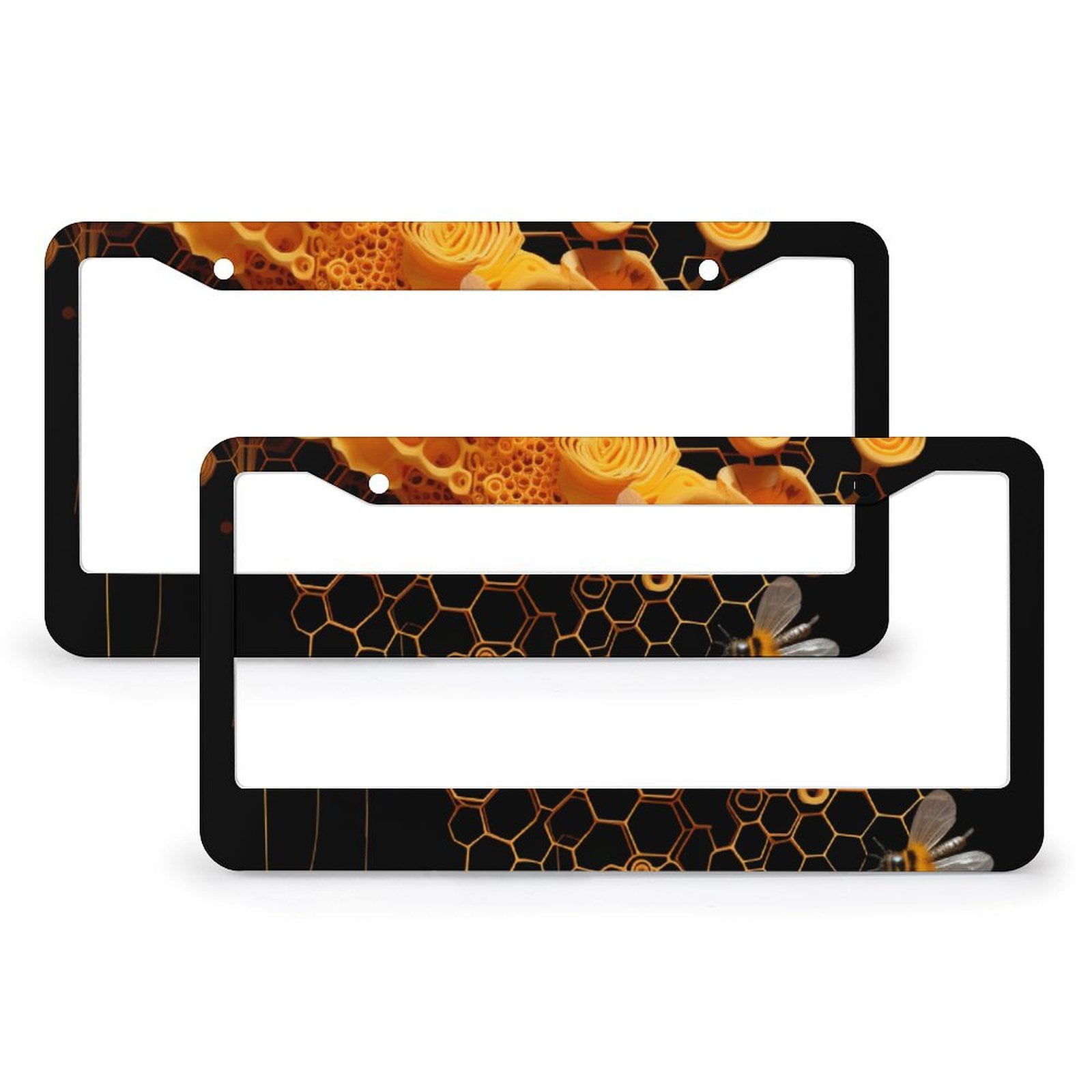 License Plate Frame Honey Comb With Flowers License Plate Cover Frame 2 ...