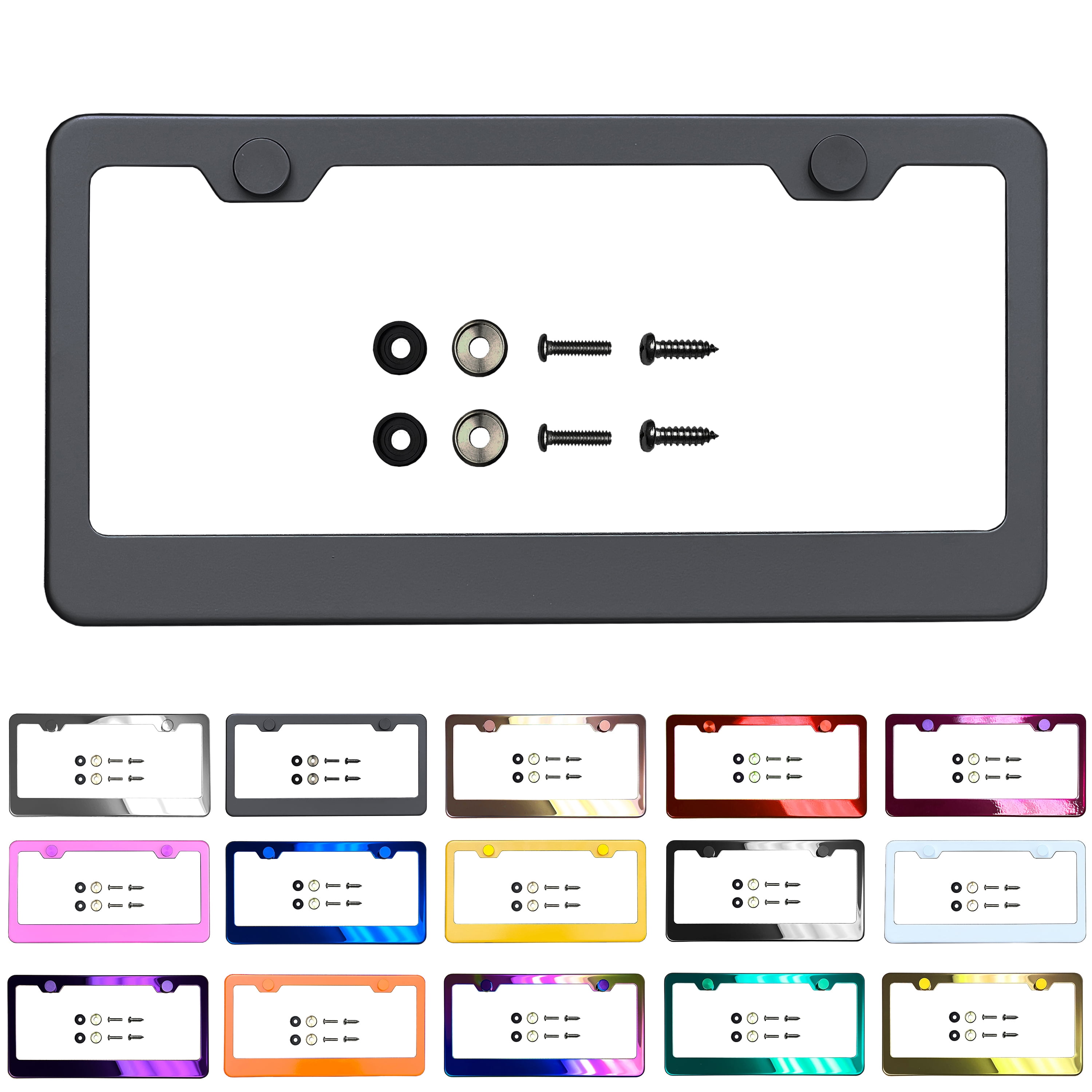 License Plate Frame Matte Black Powder Coated Universal Fit Aluminum ...