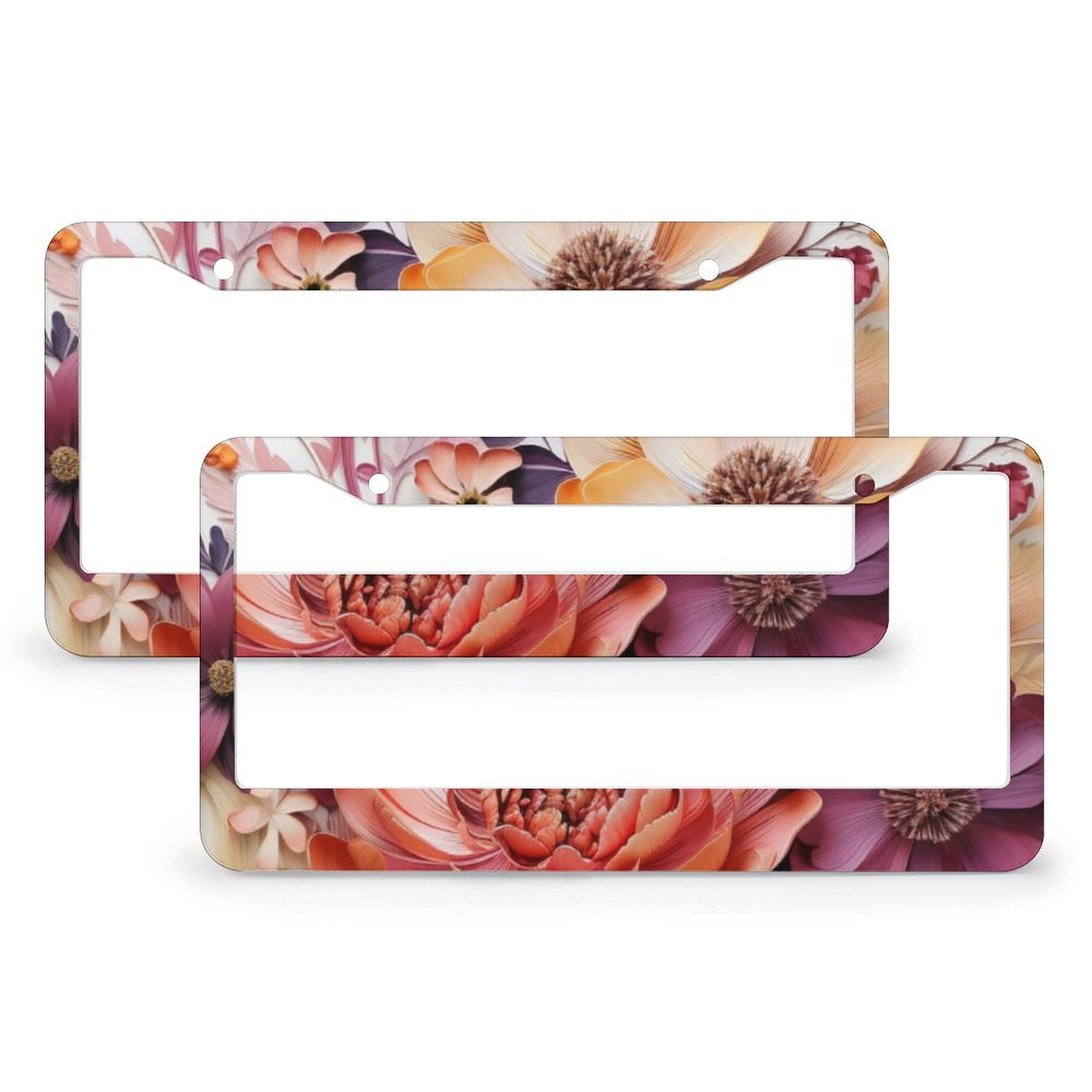 License Plate Frame Painting of Flowers And Leaves Licenses Plates ...
