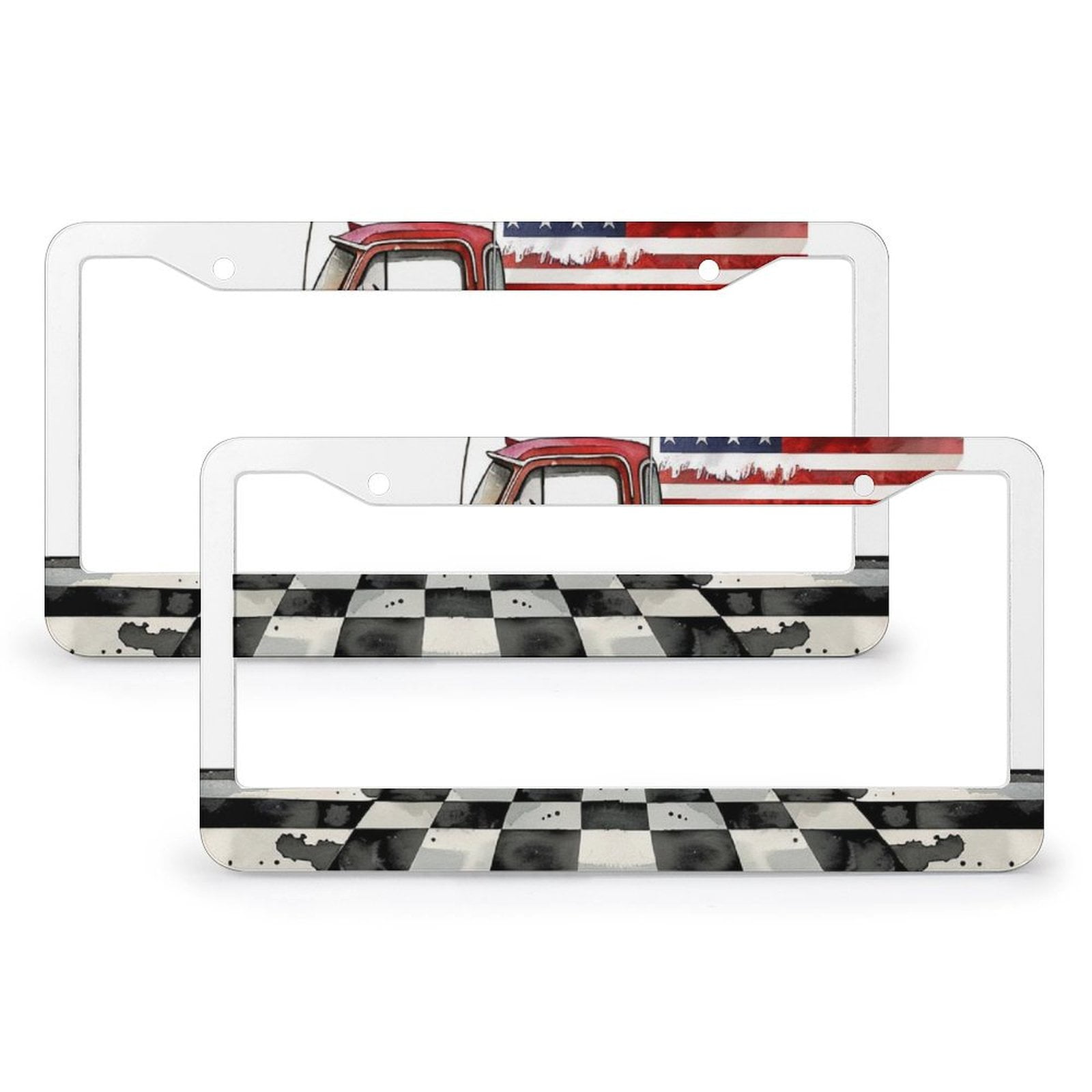 License Plate Frame Patriotic Buffalo Plaid Truck License Plate Cover ...