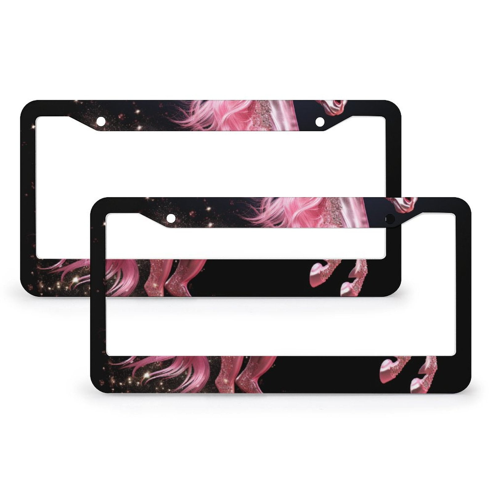 License Plate Frame Pink Glitter Horse License Plate Frame License ...