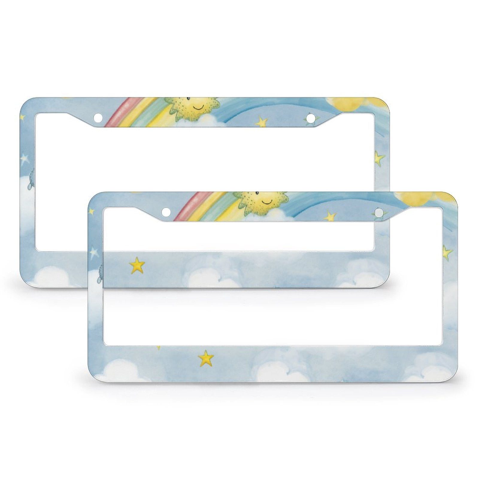 License Plate Frame Rainbow And Clouds Auto Decorative Frames Cars ...