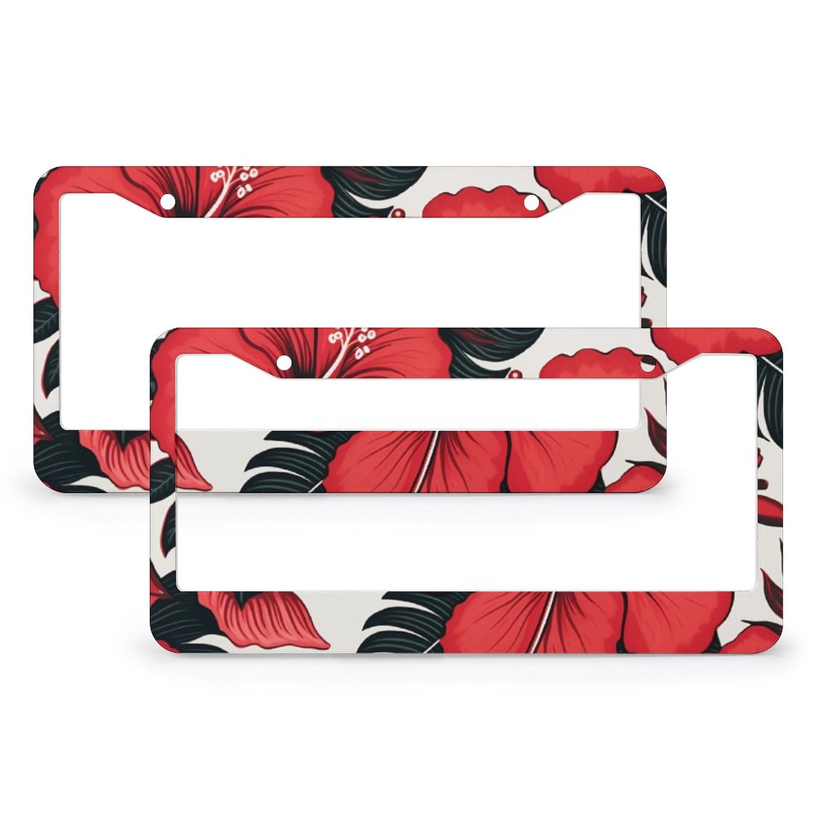 License Plate Frame Red Hawaiian Hibiscus Flower Auto Car Accessories ...