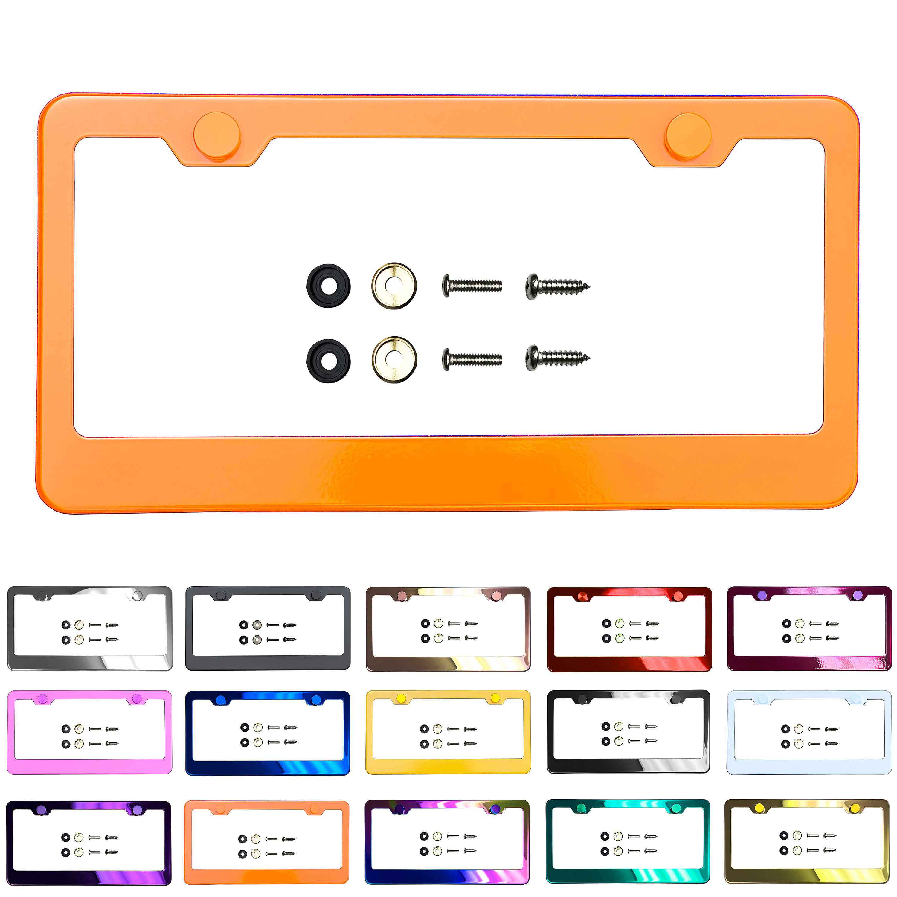 License Plate Frame Solar Orange Powder Coated Universal Fit Aluminum ...