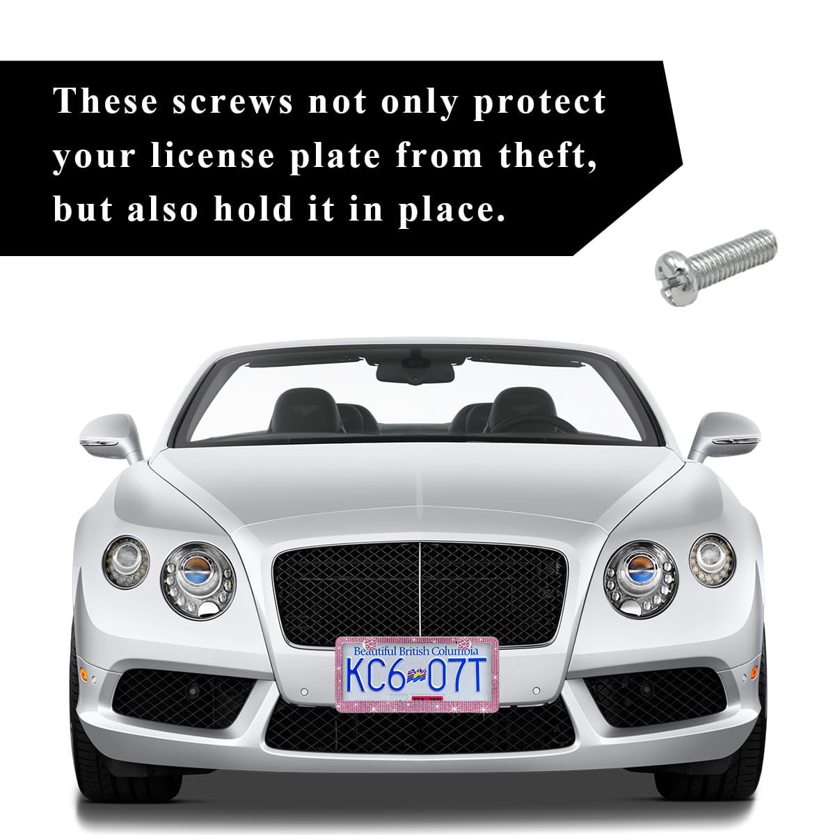 License Plate Frame, Sparkly License Plate Tag Cover with Multifaceted ...