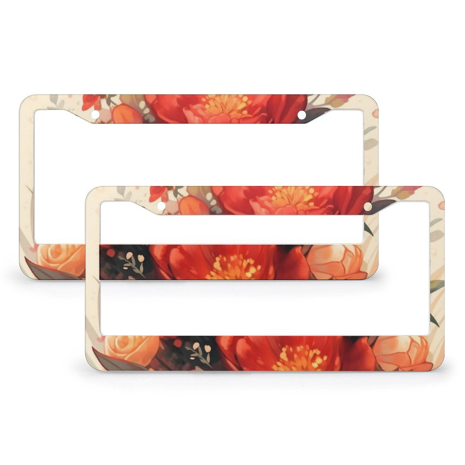 License Plate Frame Summer Bee Red Floral Buffalo Plaid Personalized ...