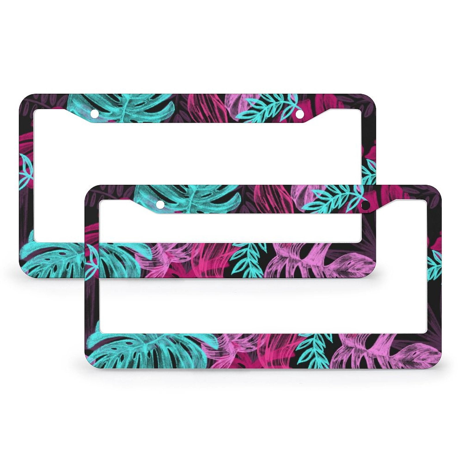 License Plate Frame Summer Colorful Tropical Leaves Car Front License ...