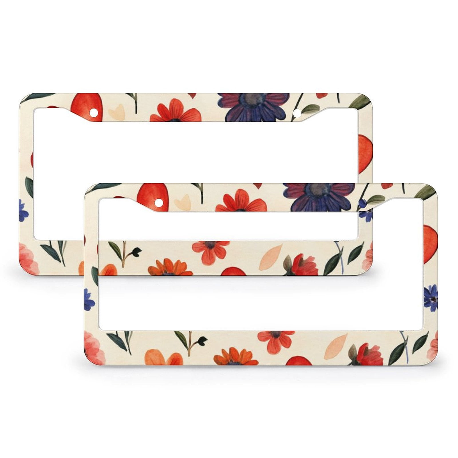 License Plate Frame Watercolor Hearts And Flowers License Plate Cover ...