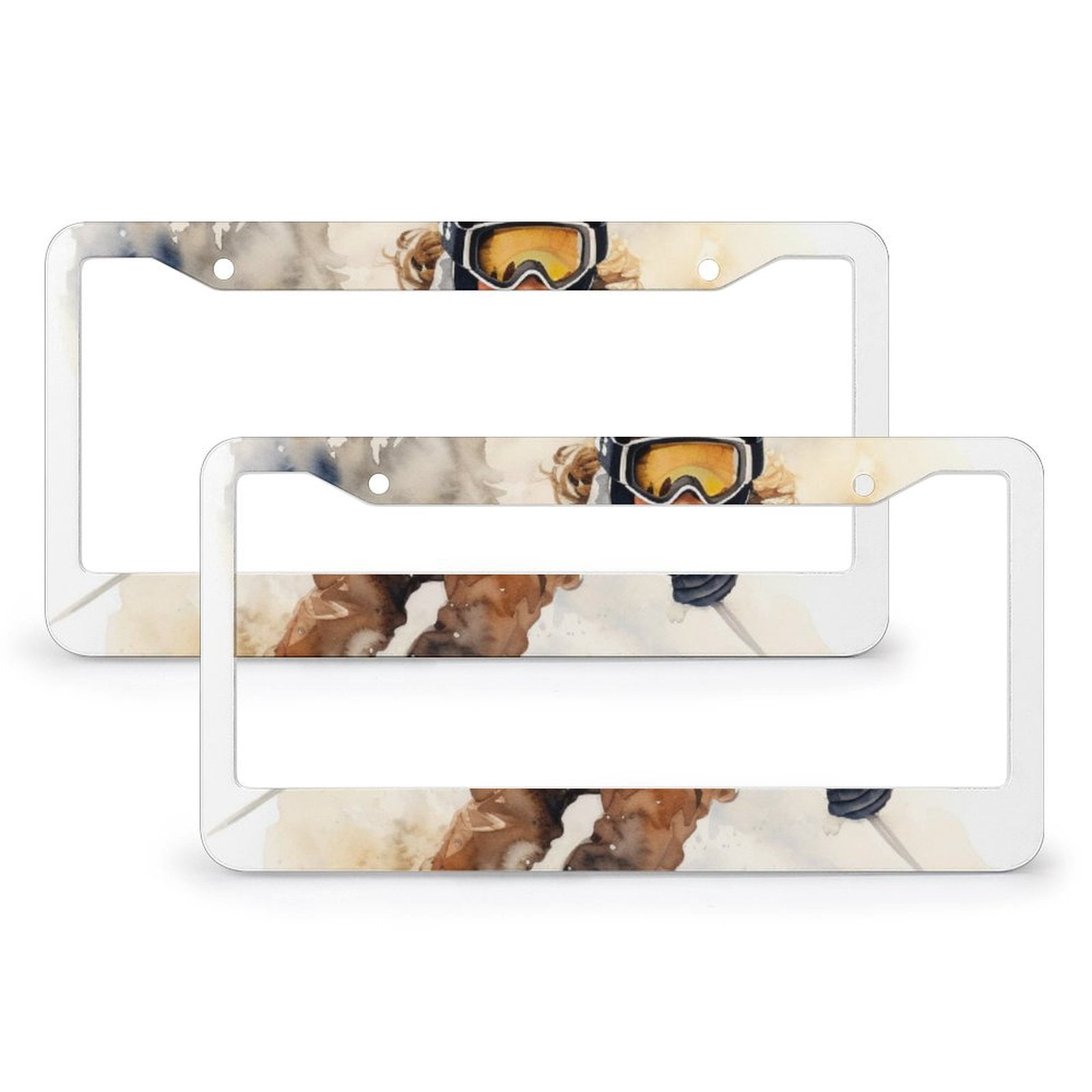 License Plate Frame Watercolor Print Boy Skier Car Front License Plate ...