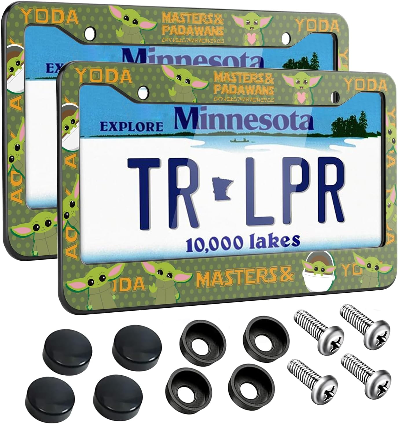 License Plate Frames for 2 PCS Anime Metal Tag Frame Stainless Steel ...