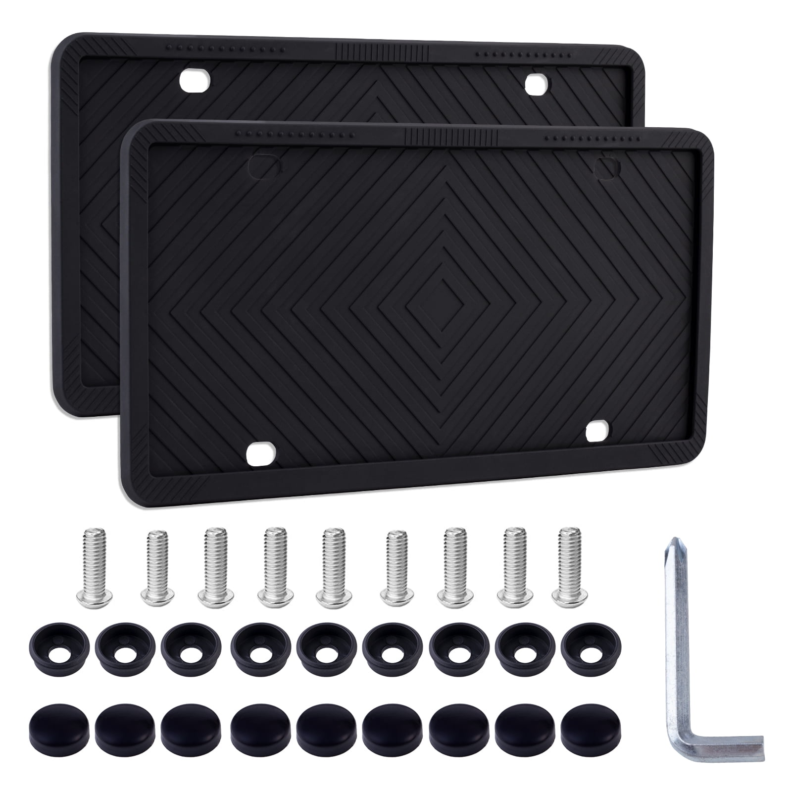 Oulastool Black Silicone License Plate Frames, 2 Pack Rust-Proof ...