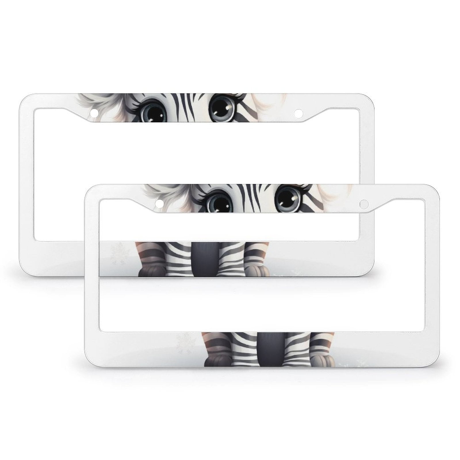 License Plate Frames Animated Zebra with Christmas Decorations License ...