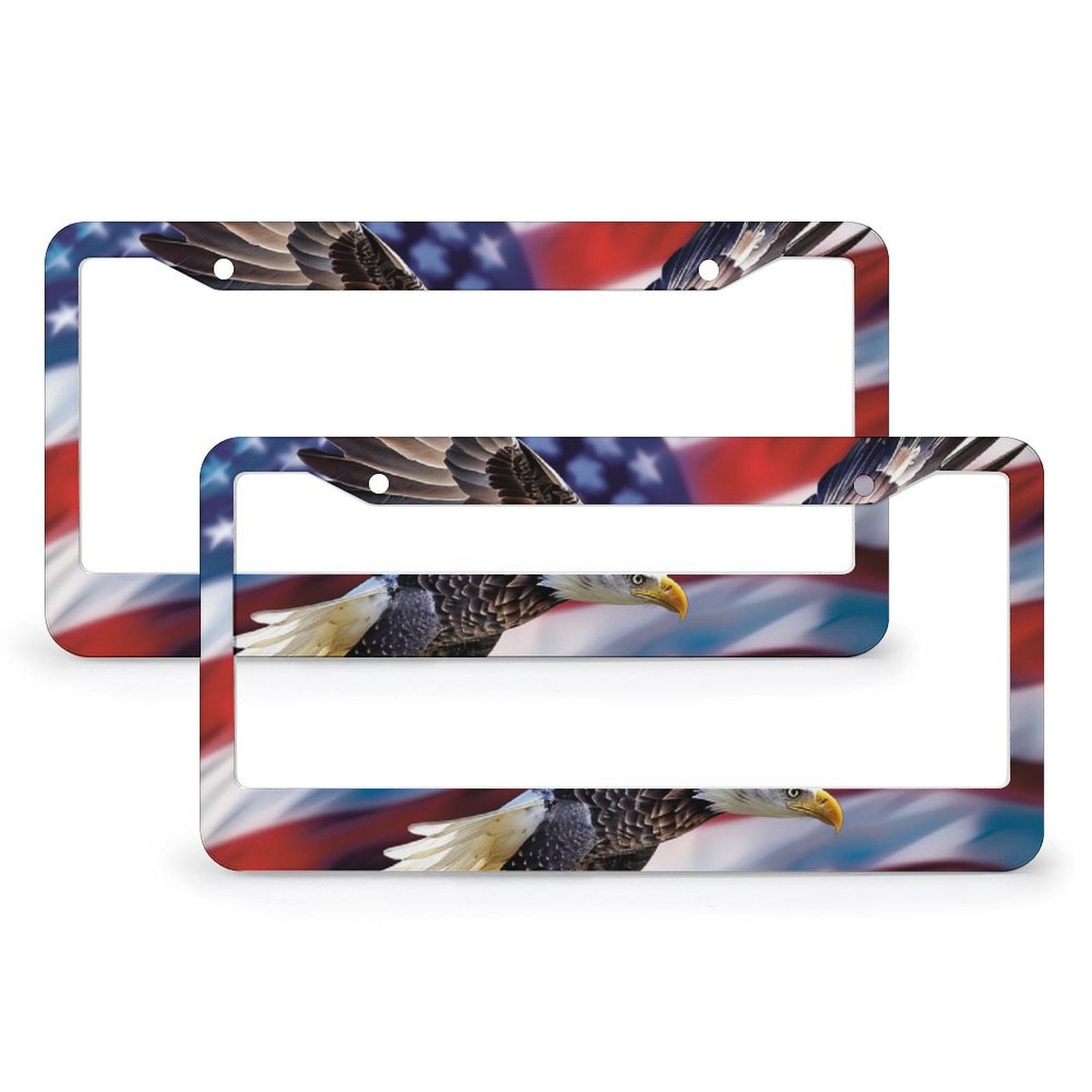 License Plate Frames Bald Eagle American Flag License Plate Cover Front ...