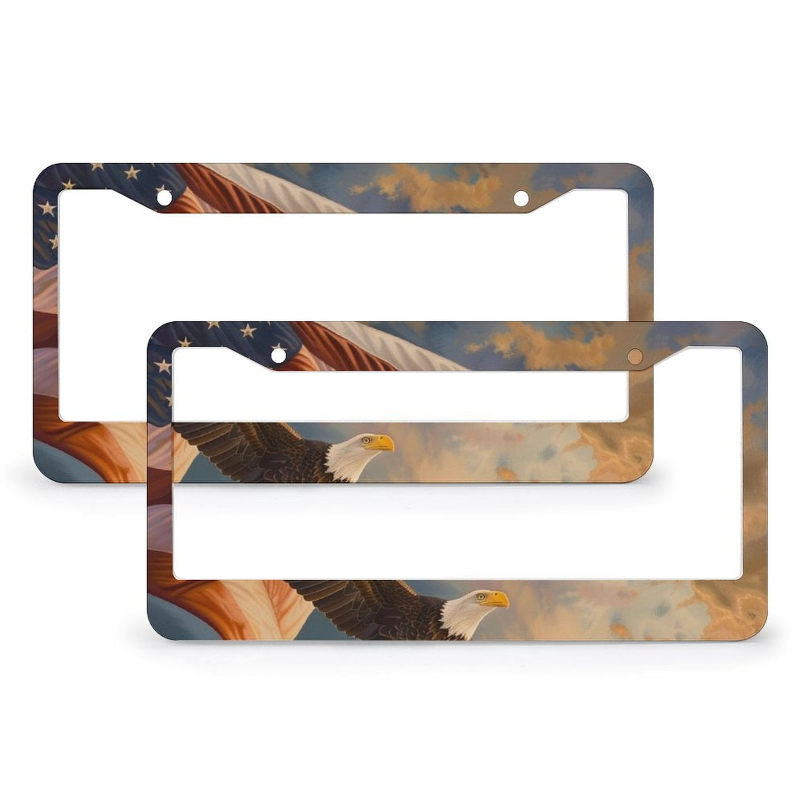 License Plate Frames Bald Eagle Flying over American Flag License Plate ...