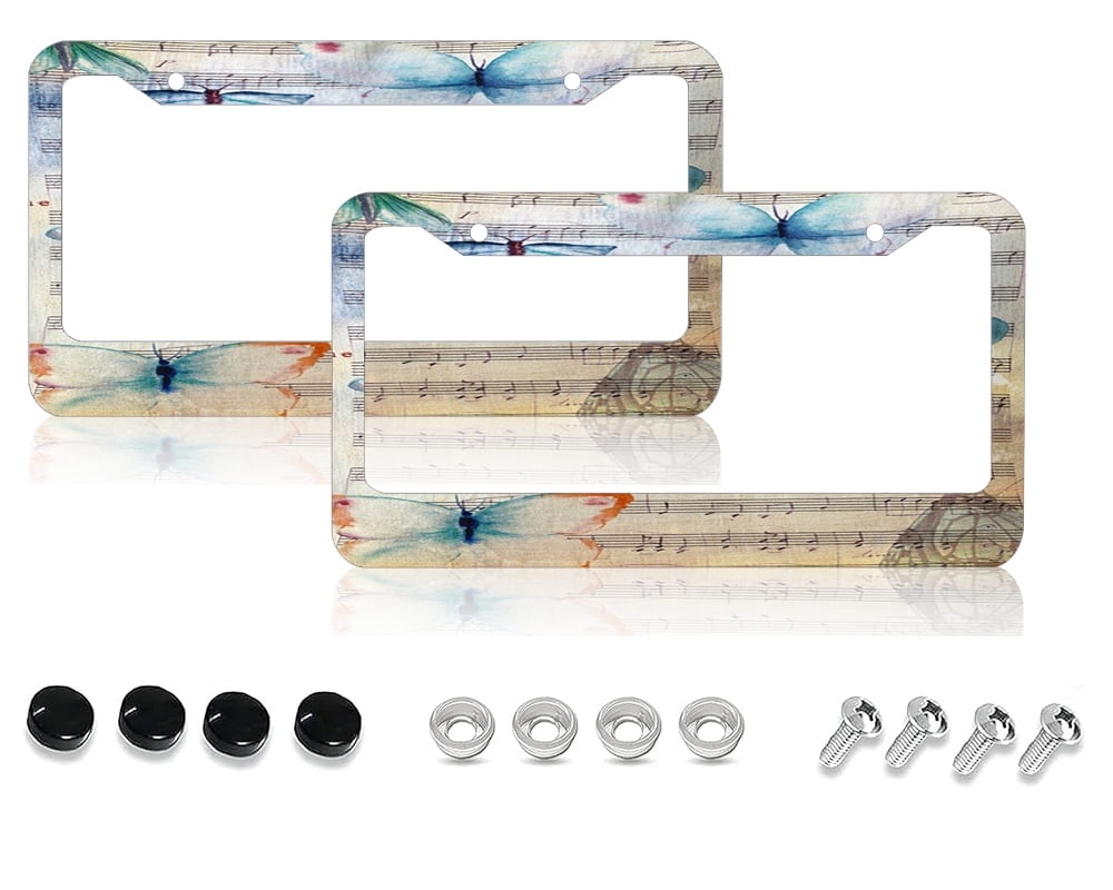 License Plate Frames Butterfly Fashionable 2 Round Holes License Plate ...