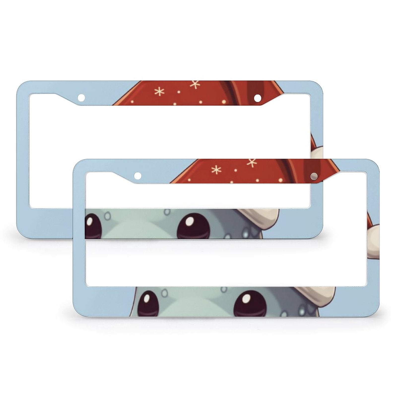 License Plate Frames Cartoon Grey Axolotl Wear Christmas Hat Auto ...