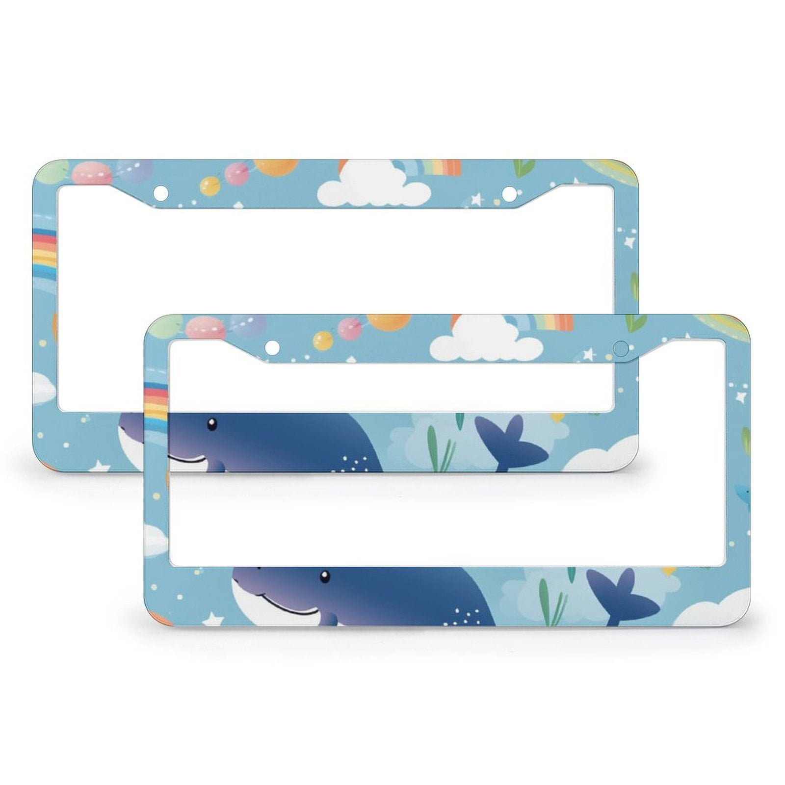 License Plate Frames Colorful Whale And Rainbow Standard Car Tag Cover ...