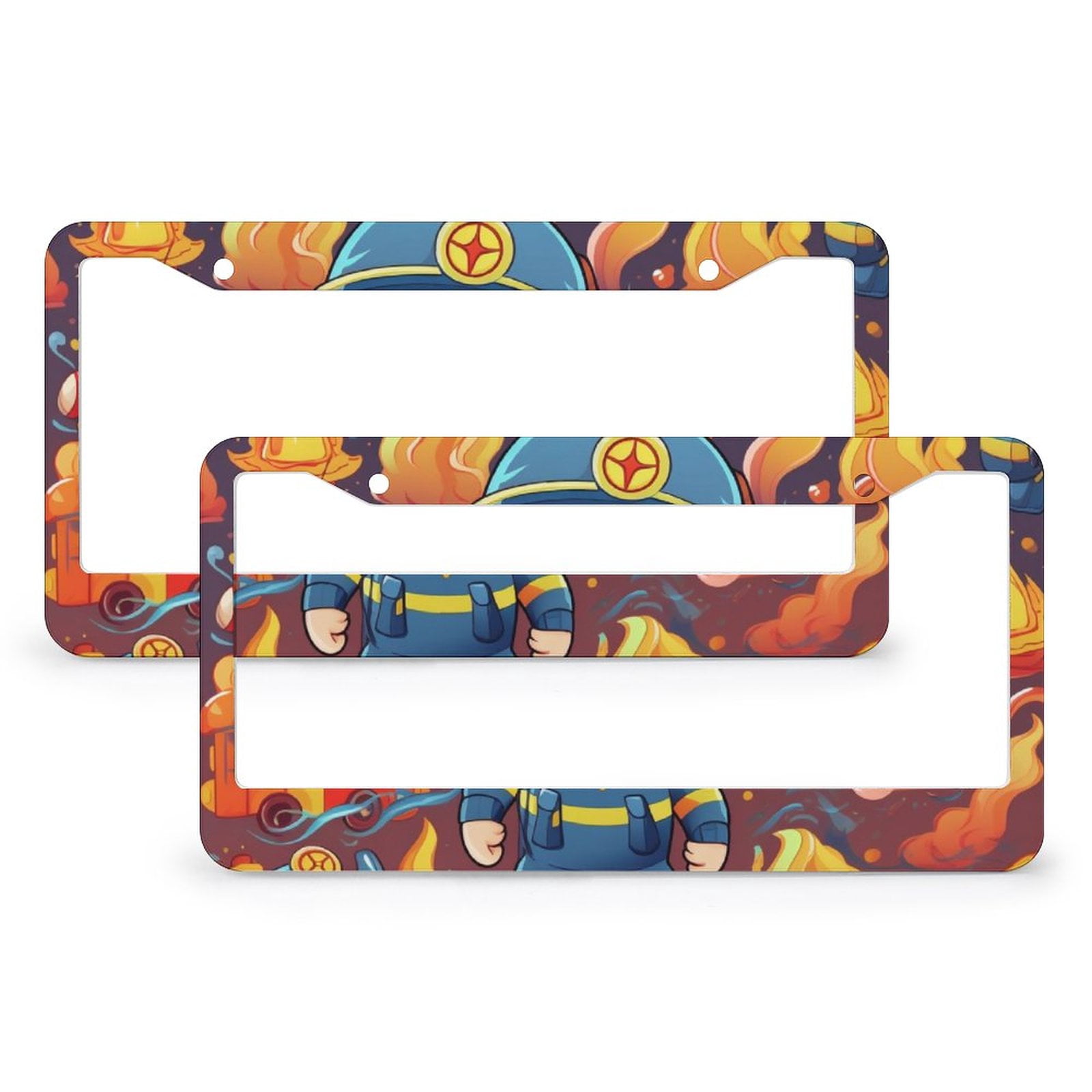 License Plate Frames Firefighter Boy Standard Car Tag Cover Holder 2 ...