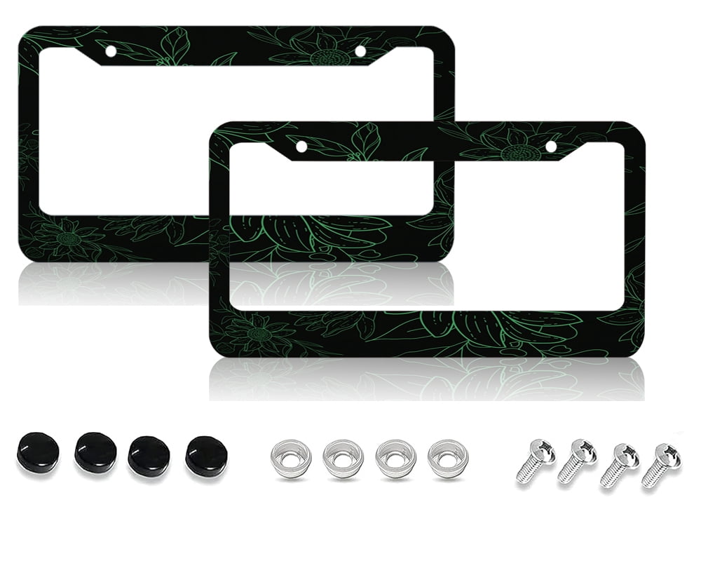 License Plate Frames Flowers Fashionable 2 Round Holes License Plate ...