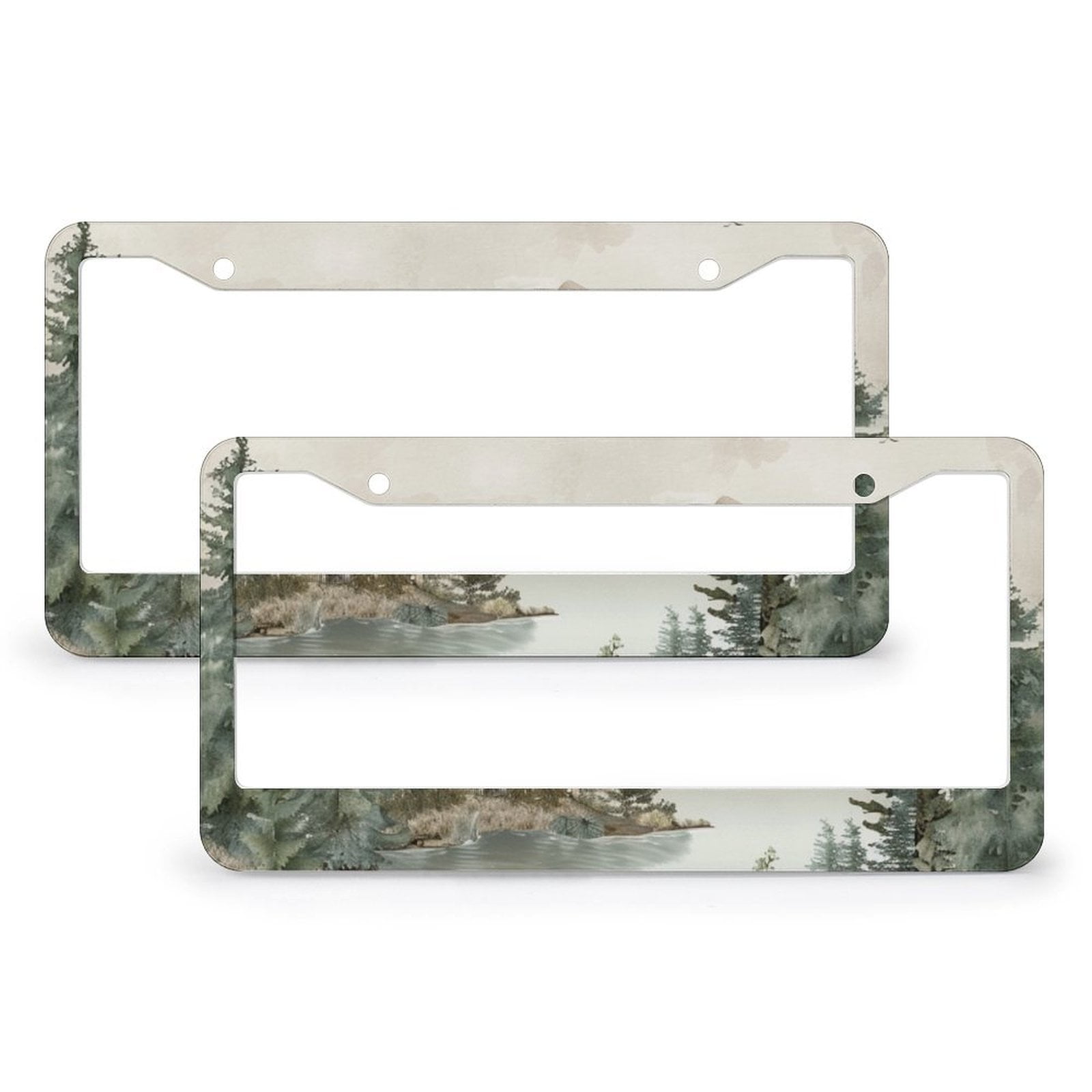 License Plate Frames Lakehouse with Pine Trees And Mountains Car Front ...
