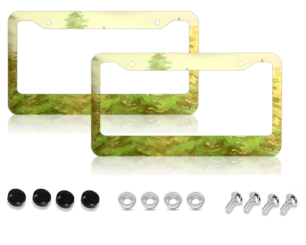 License Plate Frames Pine Tree 2 Pcs Black License Plate Holder Weather ...