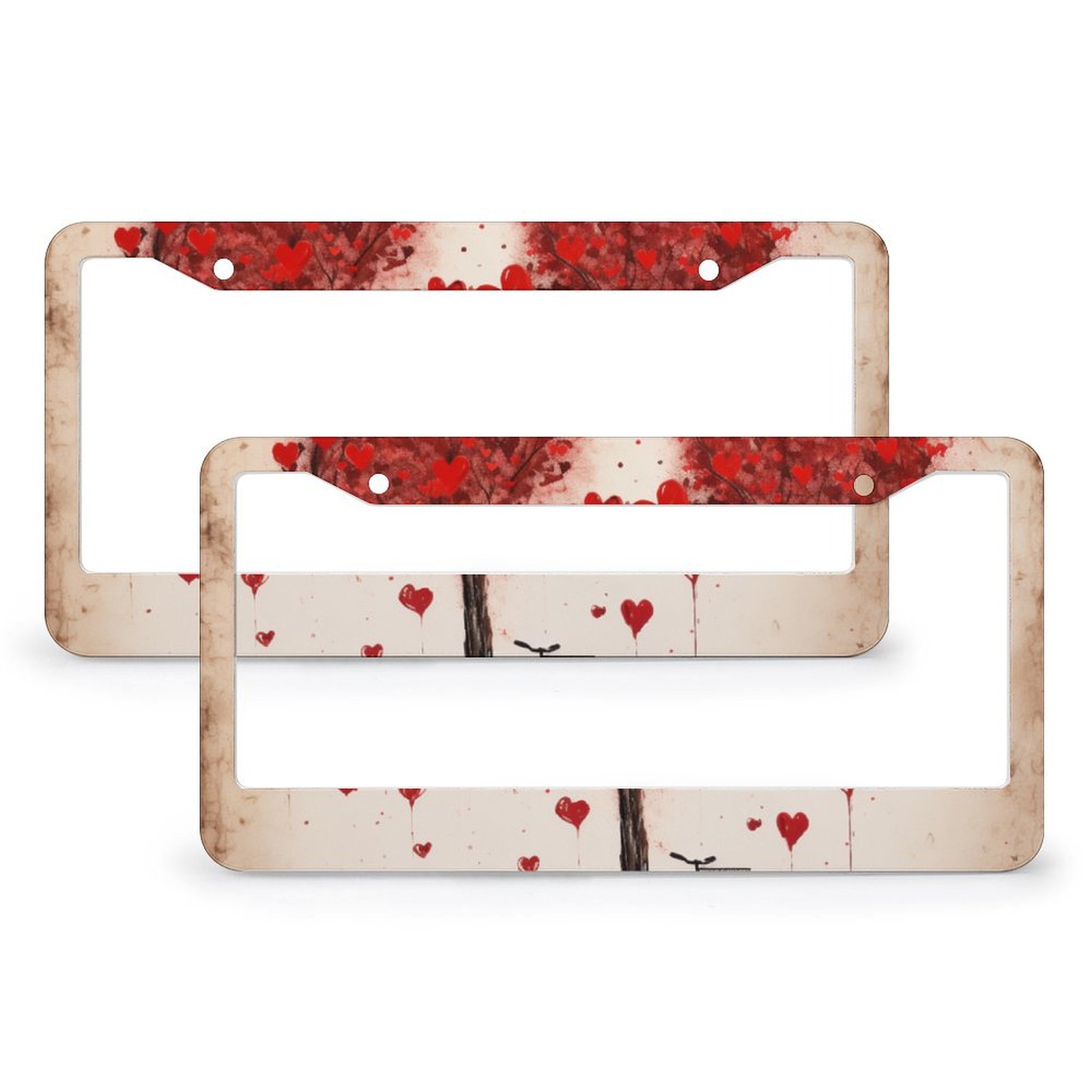 License Plate Frames Red Heart Tree With Love Bicycle Licenses Plates ...