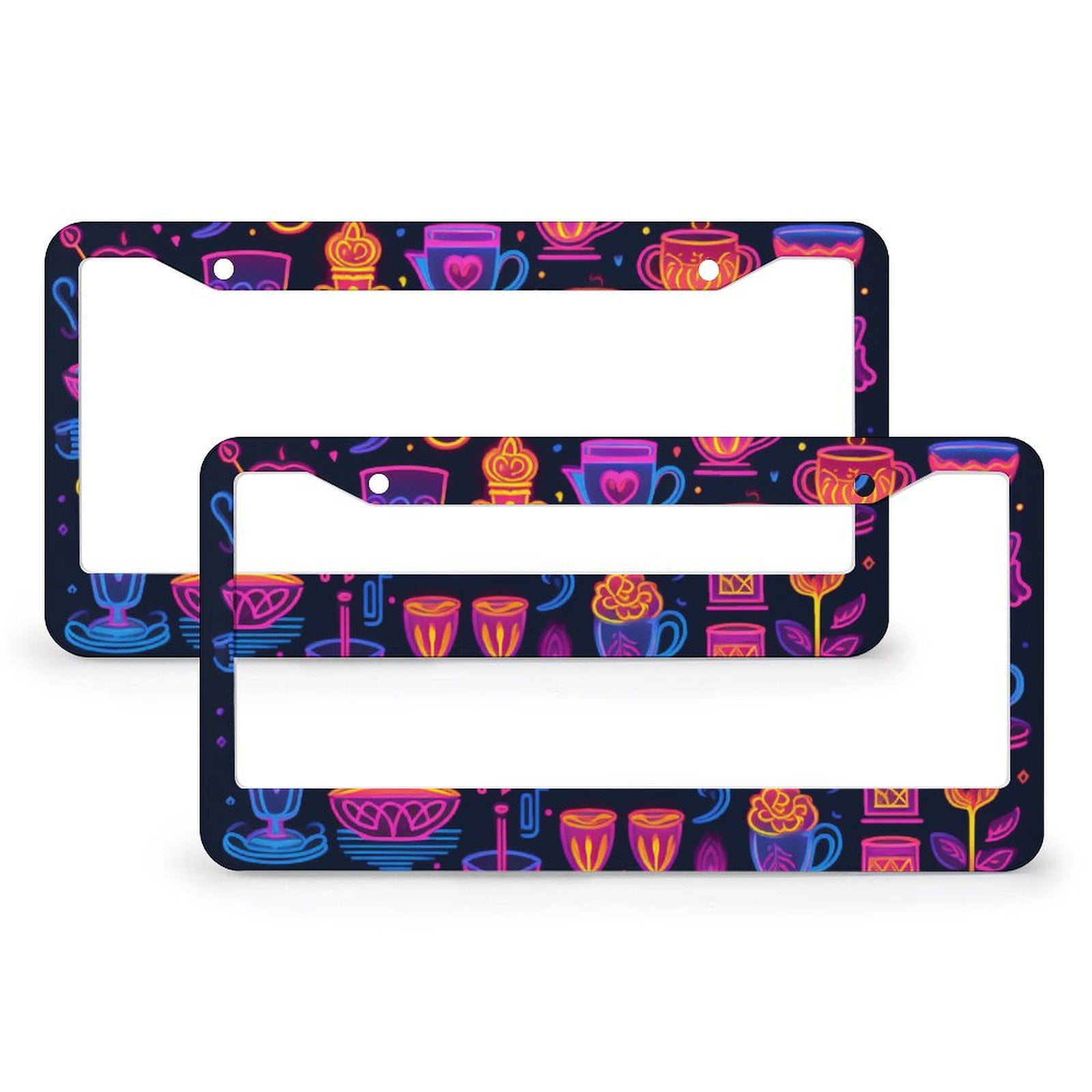License Plate Frames Retro Neon Sign Coffee Cafe Funny License Plates 2 ...