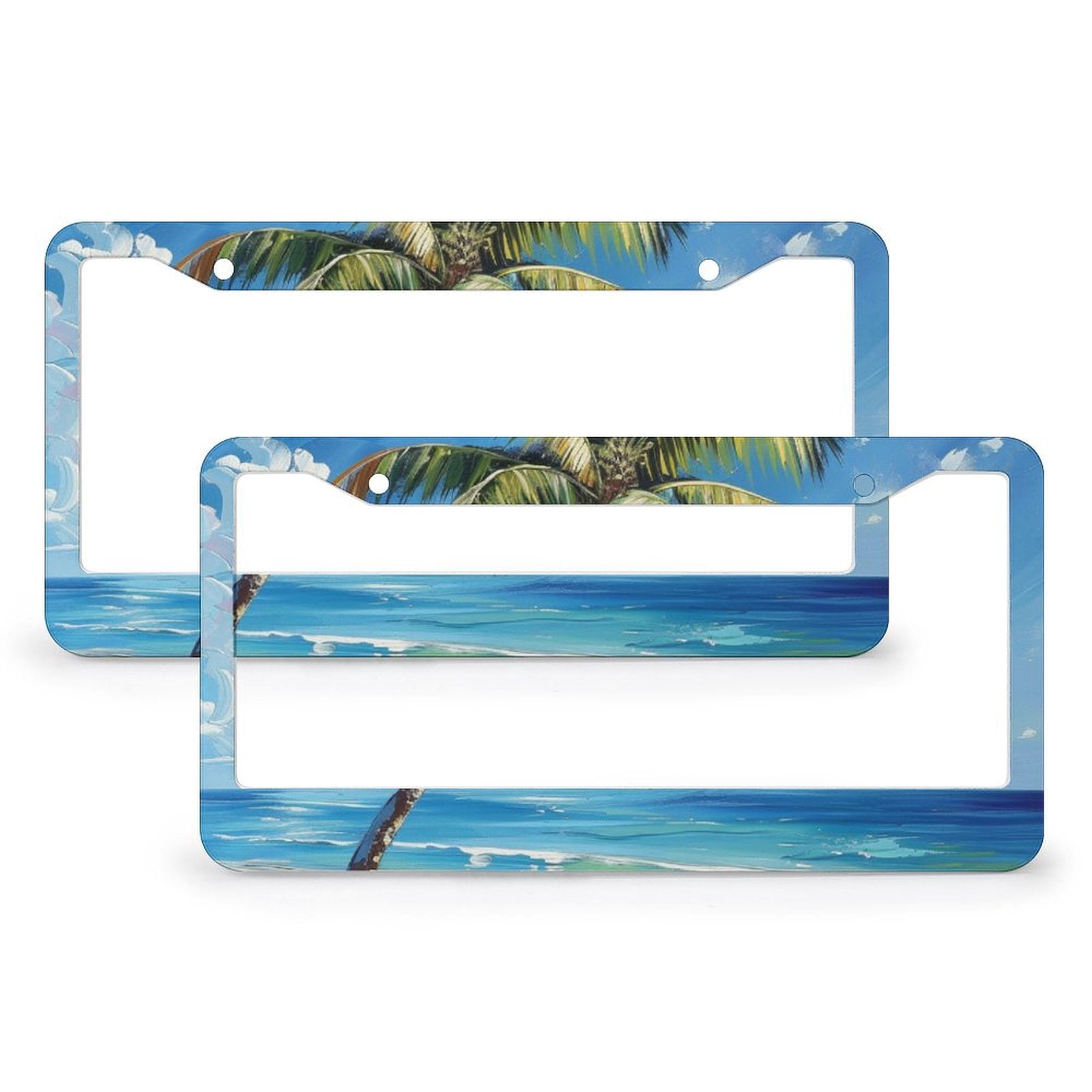 License Plate Frames Tropical Beach Palm Tree on A Sunny Day Auto Car ...