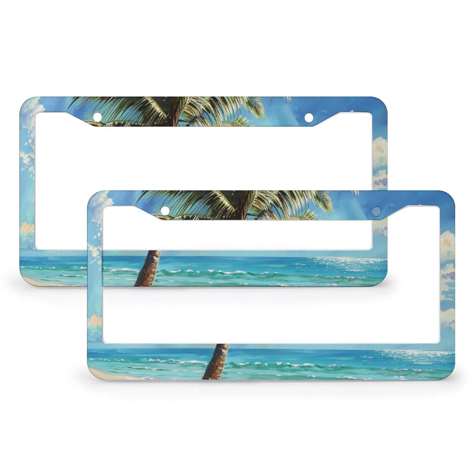 License Plate Frames Tropical Beach Palm Tree on A Sunny Day Auto ...