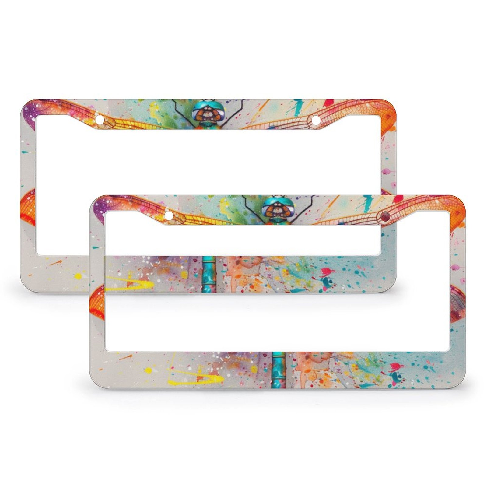 License Plate Frames Watercolor Dragonfly Splatter Paint License Plate ...