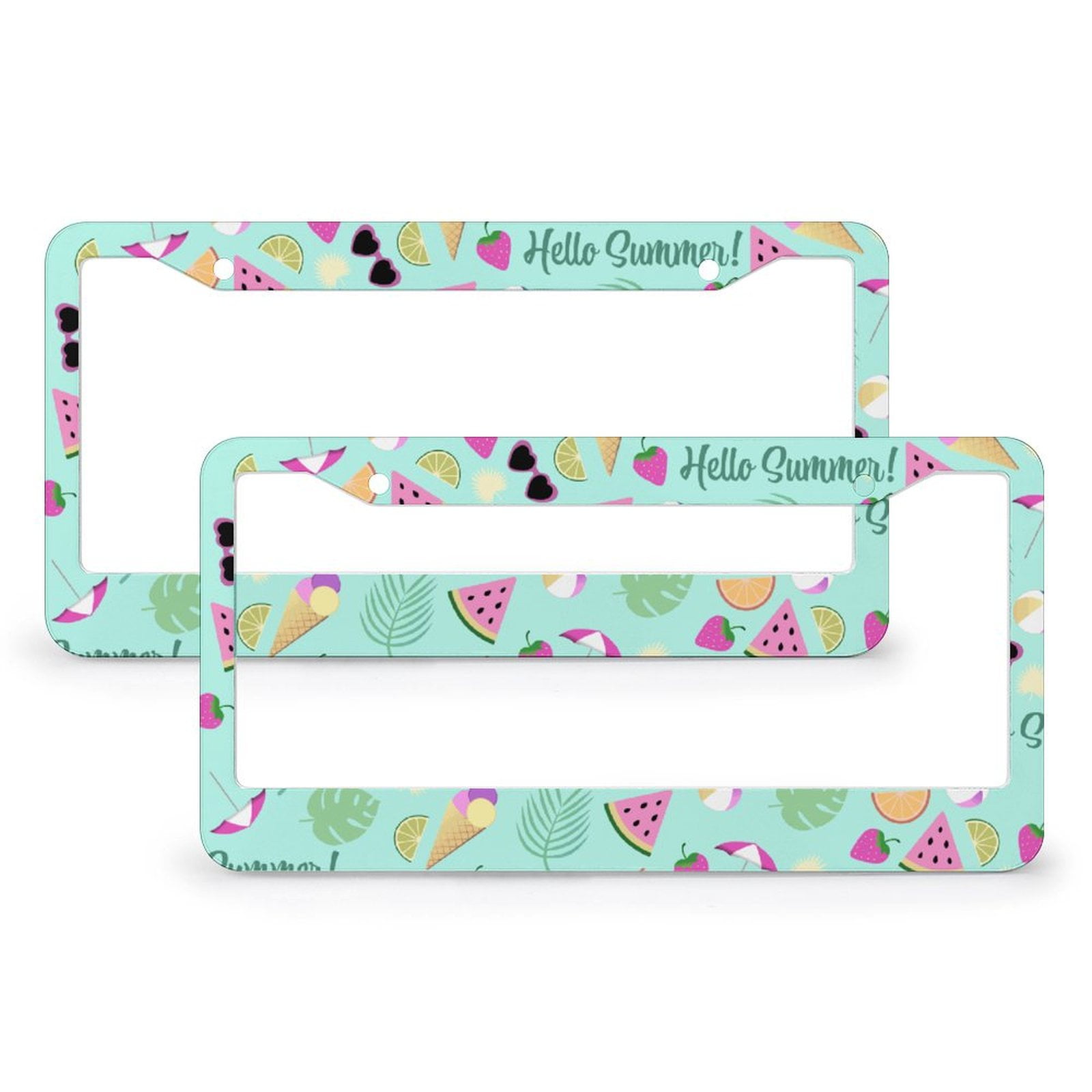 License Plate Frames Watermelons Ice Cream Tropical Leaves License ...