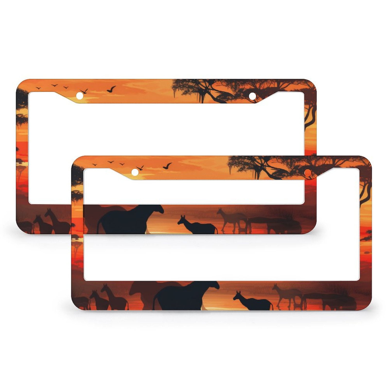 License Plate Frames Wild Animals On African Savanna Sunset ...