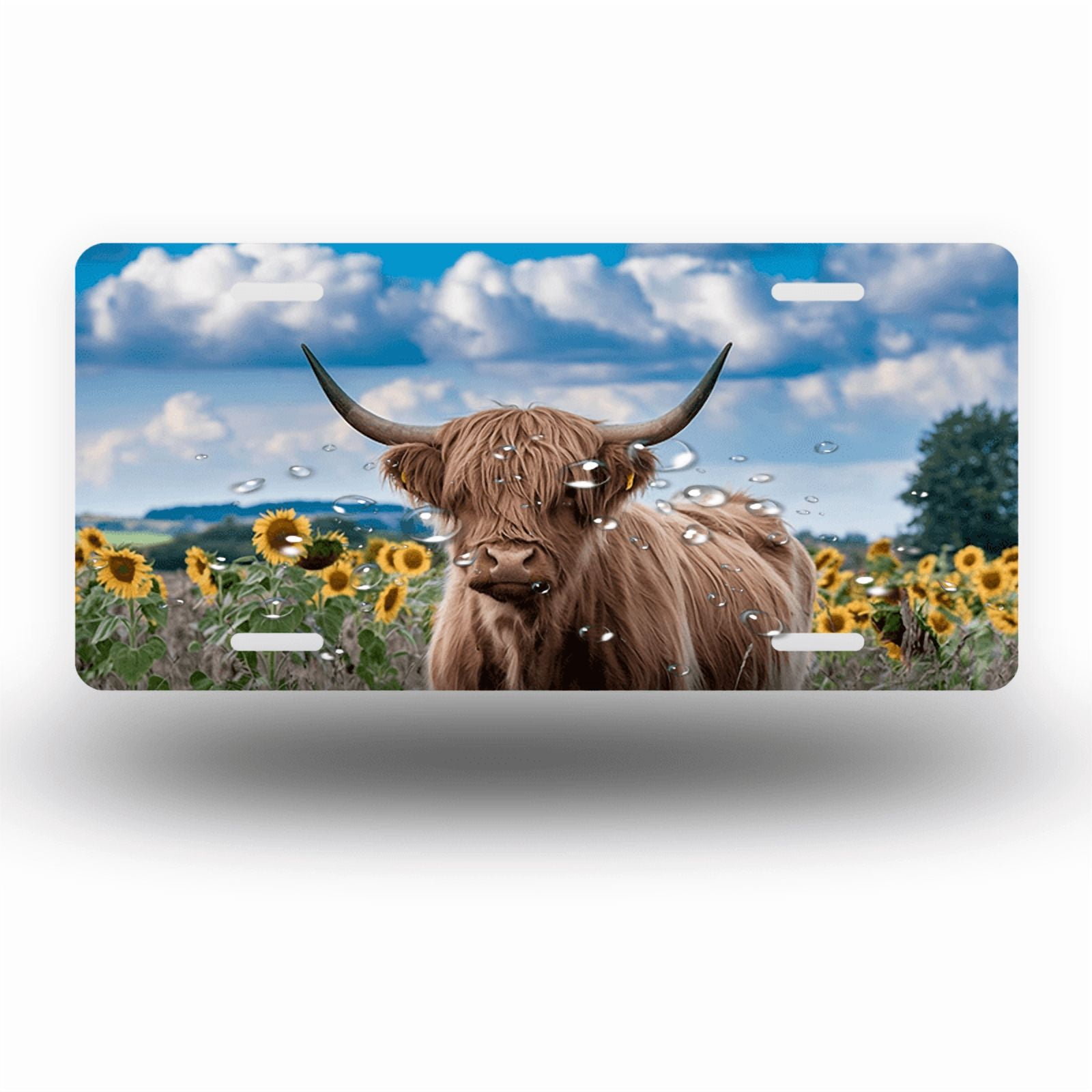 License Plate,Highland Cow in Sunflower Field Decorative Front ...