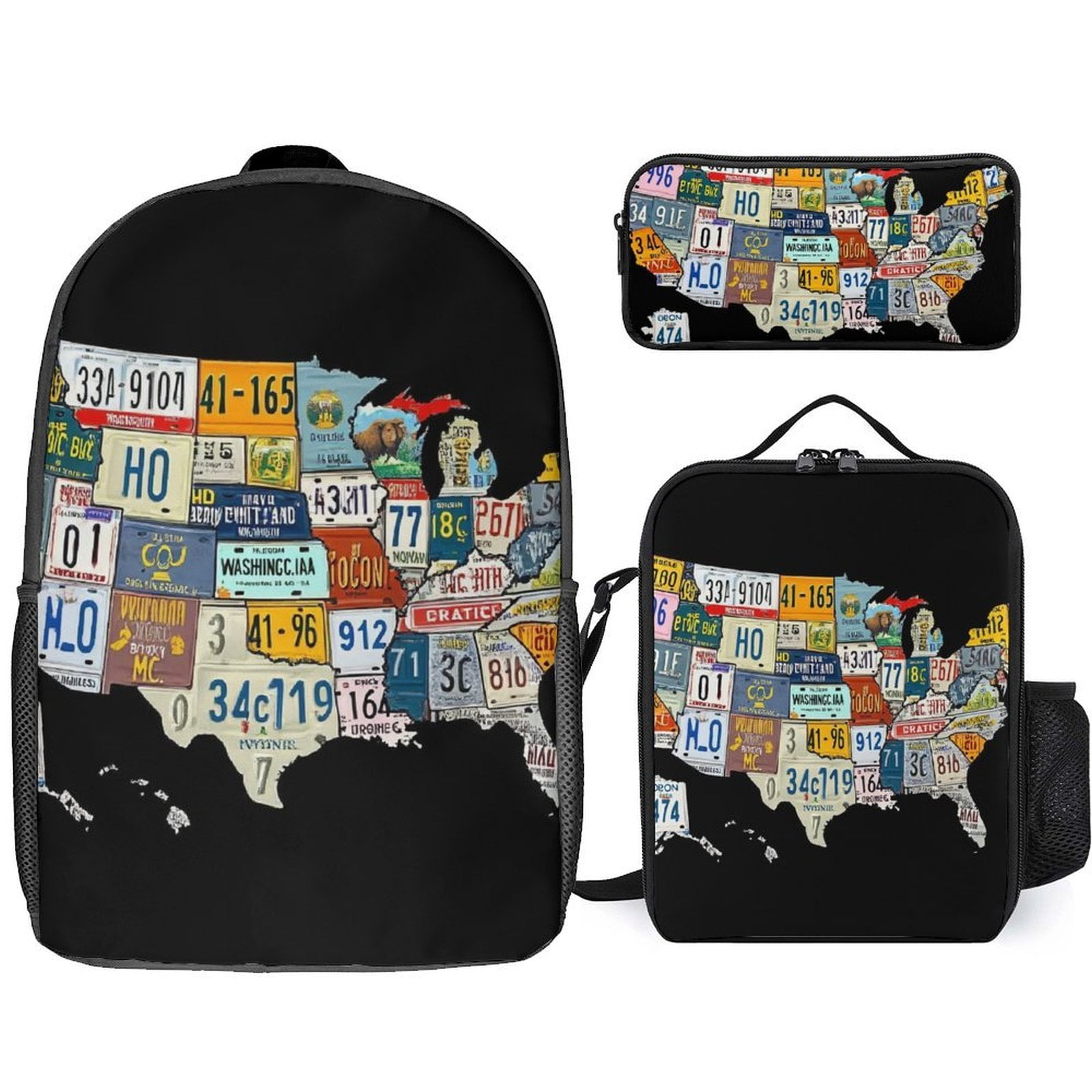 License Plate Map USA -1 3D Printed 3pcs/Set Bags Laptop Daypack ...