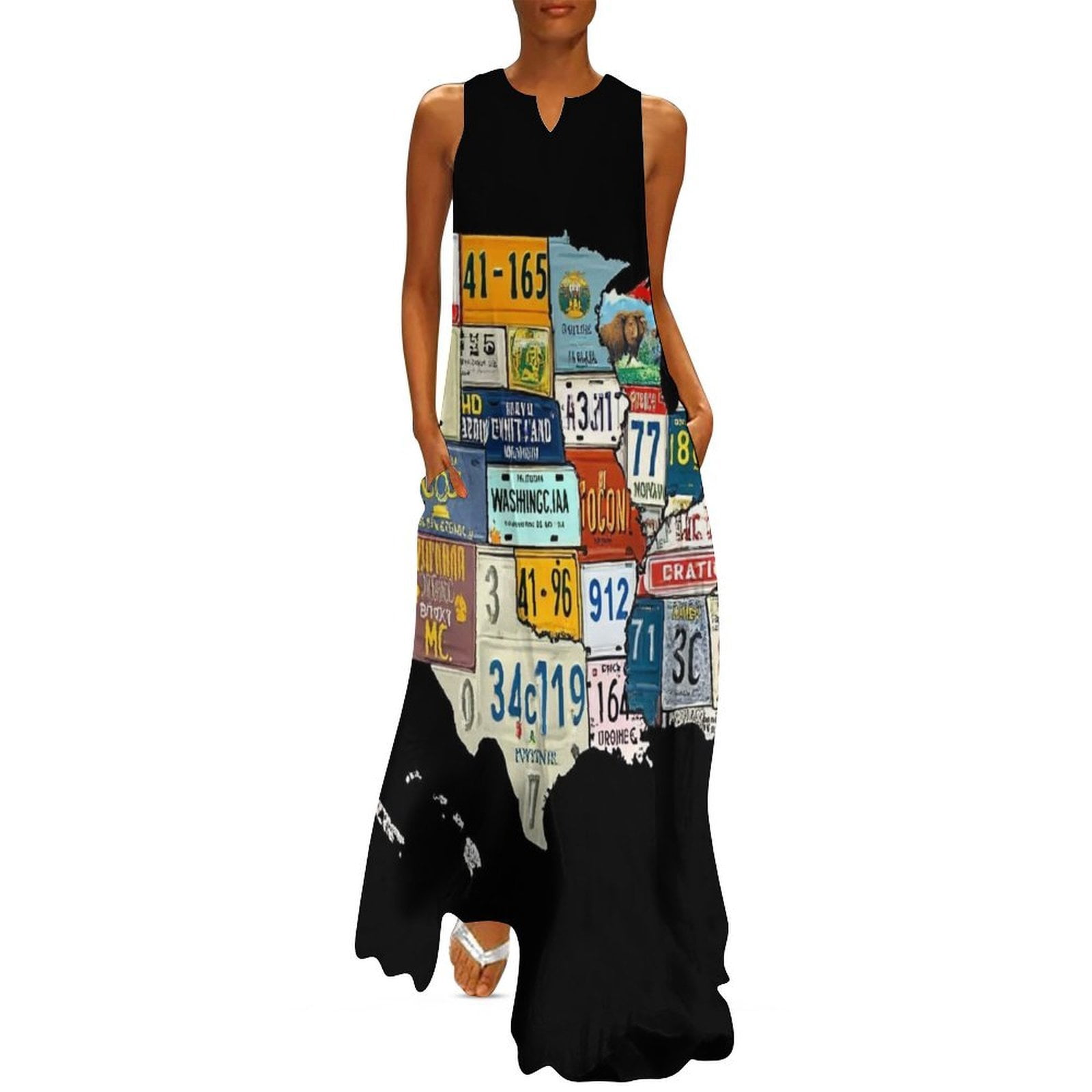 License Plate Map USA Long Dress luxury evening dresses women clothing ...
