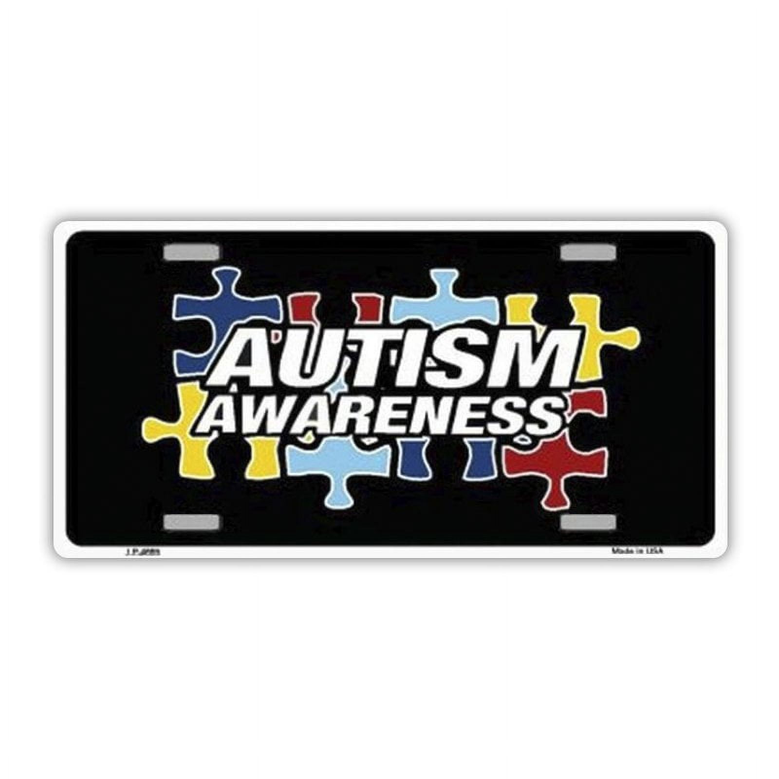 License Plate, Metal Vanity Tag Cover, Autism Awareness Puzzle Pieces ...