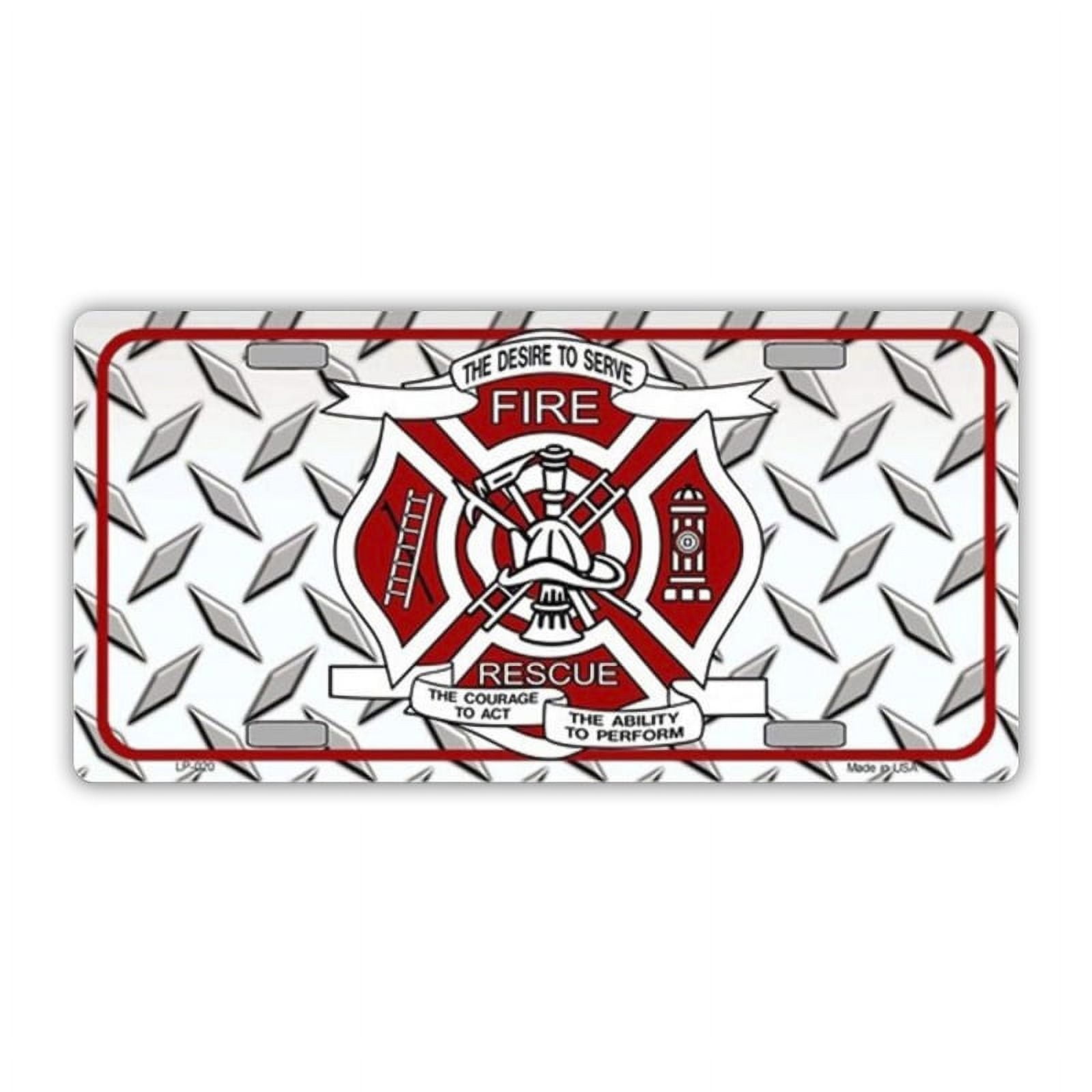 License Plate, Metal Vanity Tag Cover, Fire Rescue, Firefighter, 12" x ...