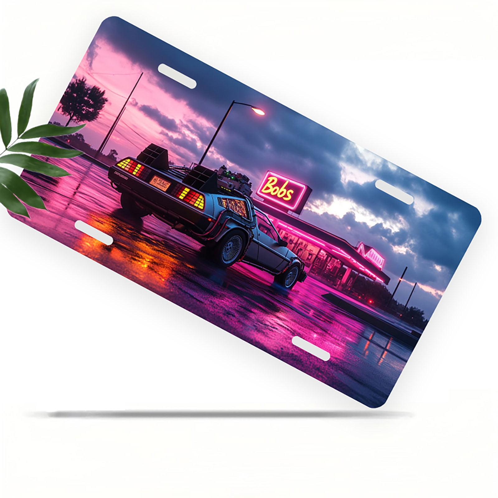 License Plate, Neon Lit Delorean Decorative Front,Personalized ...