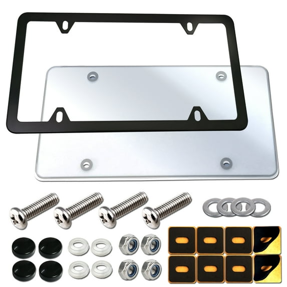 License Plate Protector -Black Aluminum License Plate Frame and Flat ...