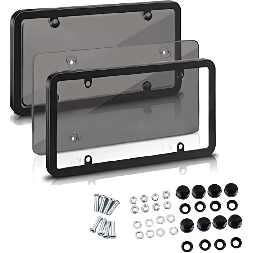 License Plate Protector for Car, License Plate Covers Frame Shield Set ...