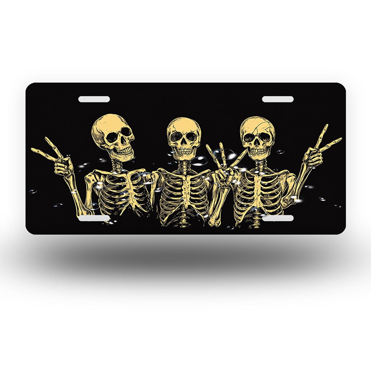 License Plate,Skeletons Making Peace Signs Decorative Front ...