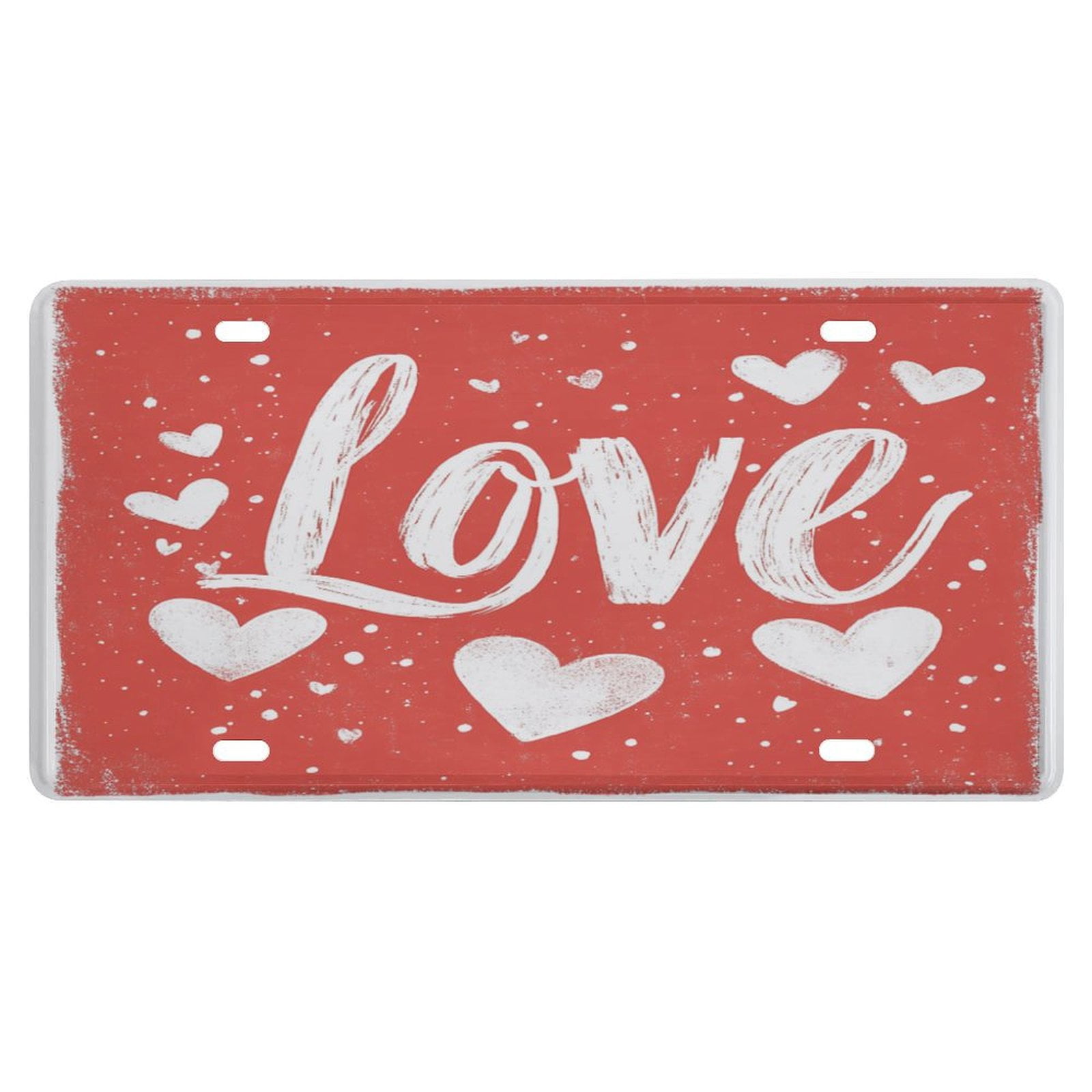 License Plate Spring Love Heart Red White Hearts Romantic Decorative ...