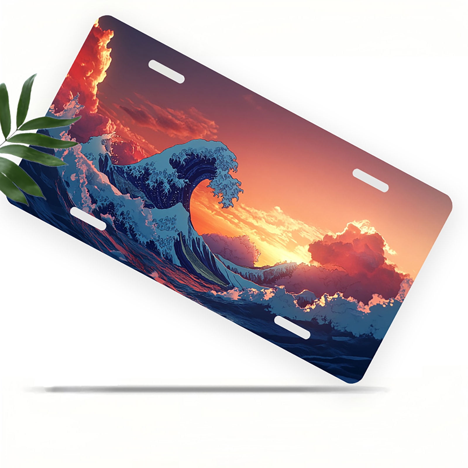 License Plate, The Great Wave at Sunset Decorative Front,Personalized ...